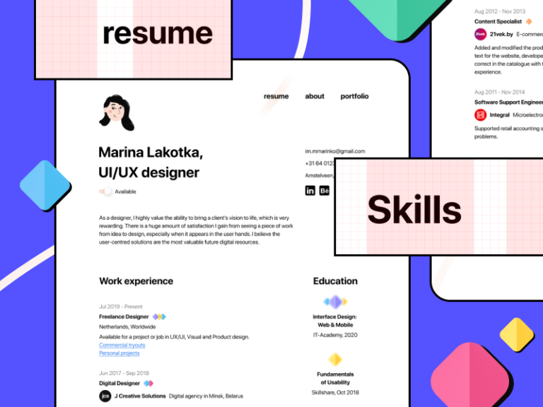 Free Yellow Resume Template with Creative Design