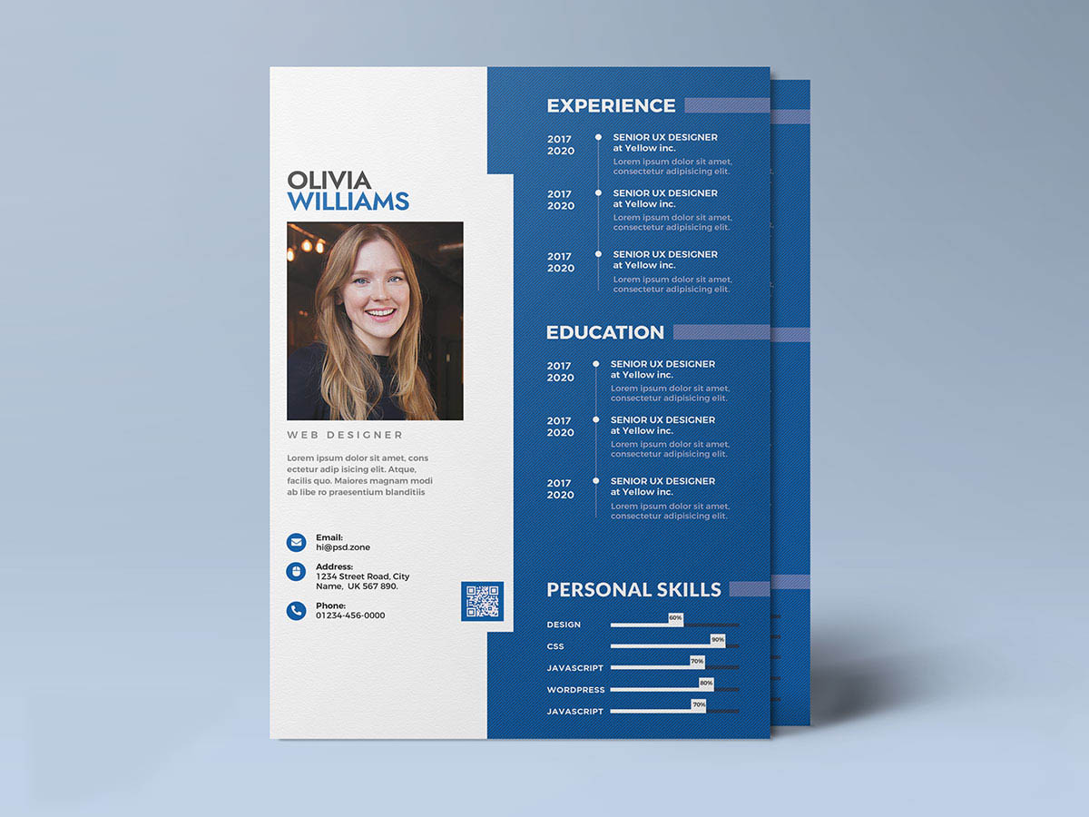 Free Modern QR Code Resume Template For Job Seeker Free Modern QR Code Resume Template For Job Seeker