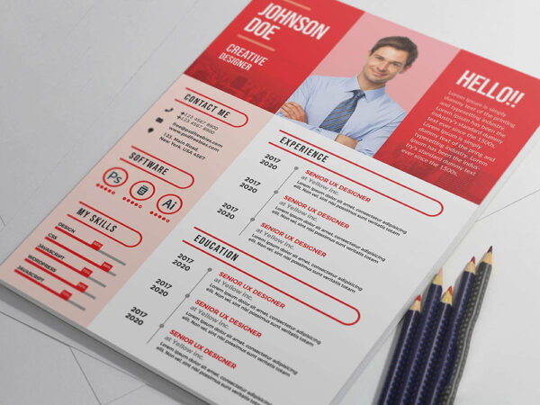 Free Stylish Infographic CV Template with Three Colors Option
