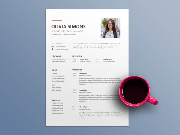 Alex Resume Template - Free MS Word Resume Template with Cover letter Page