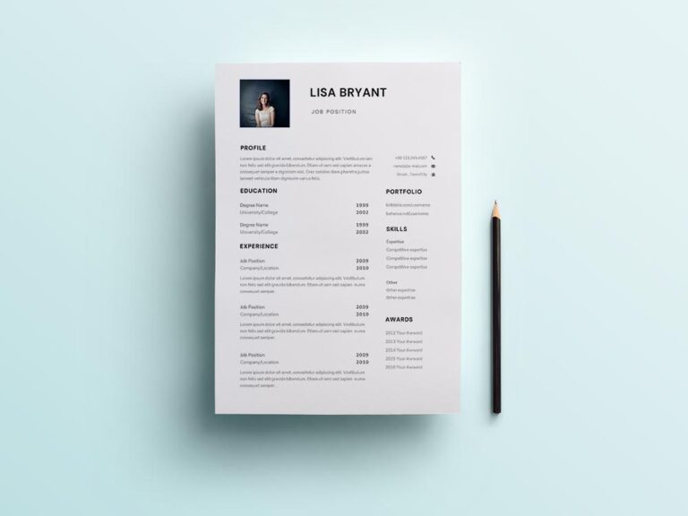 Free Editable CV/Resume Template for Job Seeker