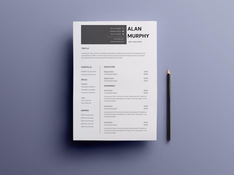 Free Infographic Resume with Cartoon Style Design