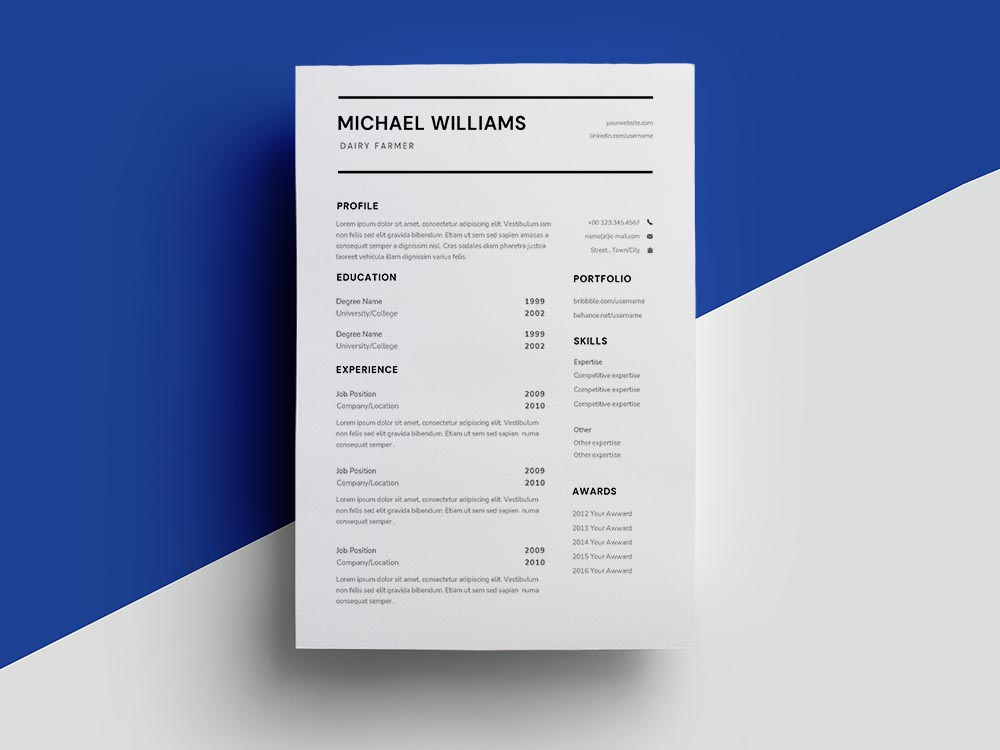 Free Dairy Farmer Resume Template with Example for Job Seeker