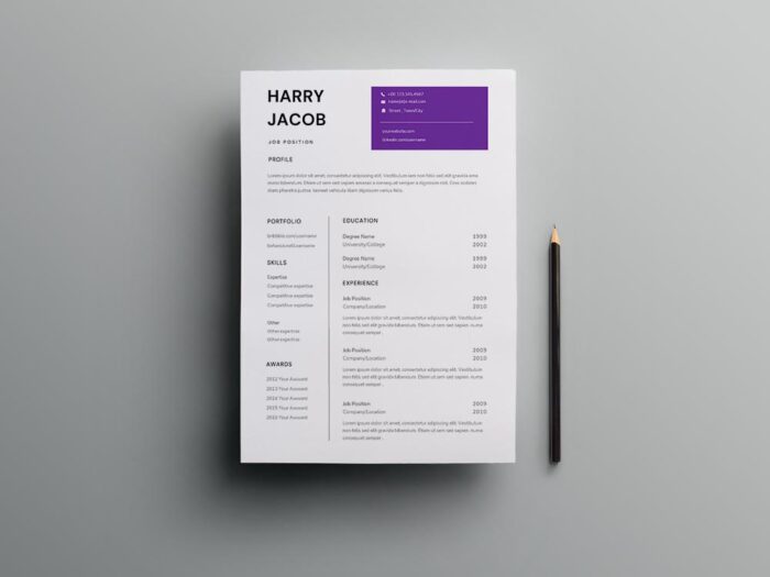 Free Elegant Double Grid Resume Template with Minimal Design