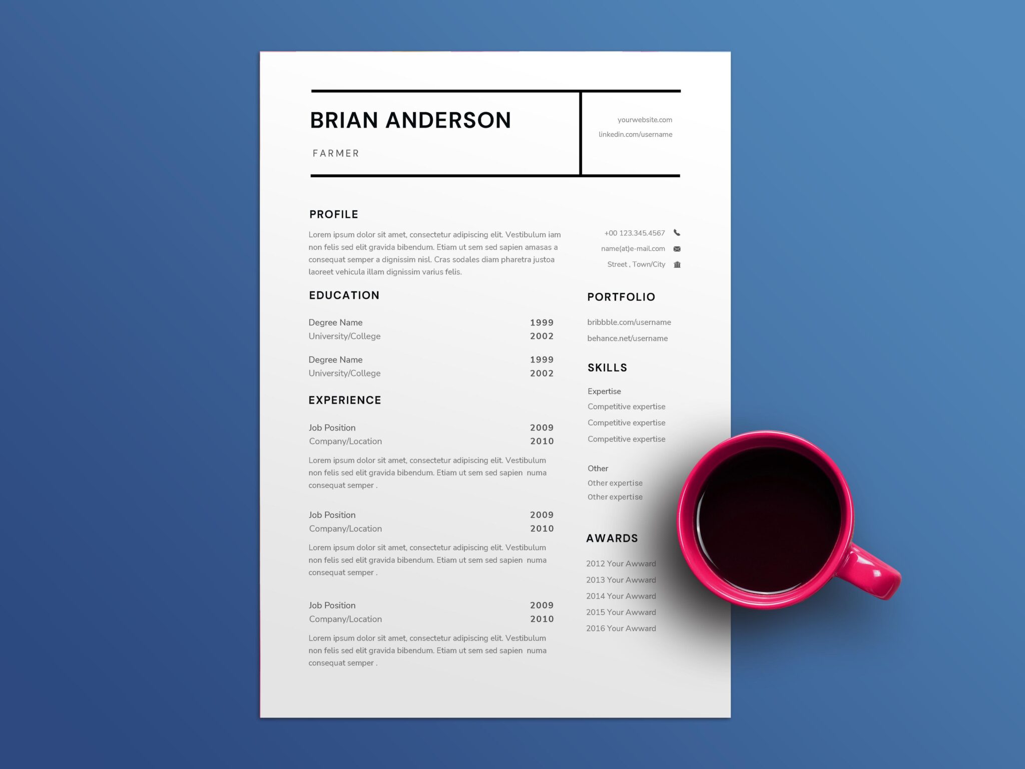 Free Corel Draw Resume Template in CDR File format