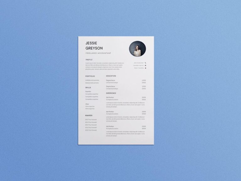 David Resume - Free Clean and Minimal PSD Resume Template