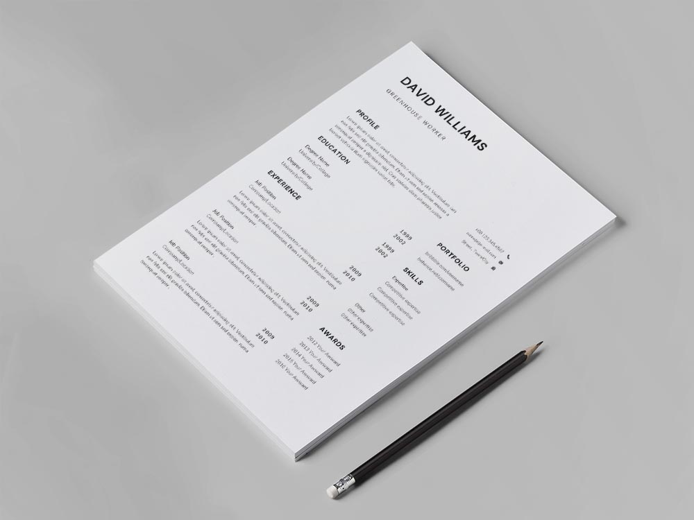 Free Greenhouse Worker Resume Template with Example for Job Seeker