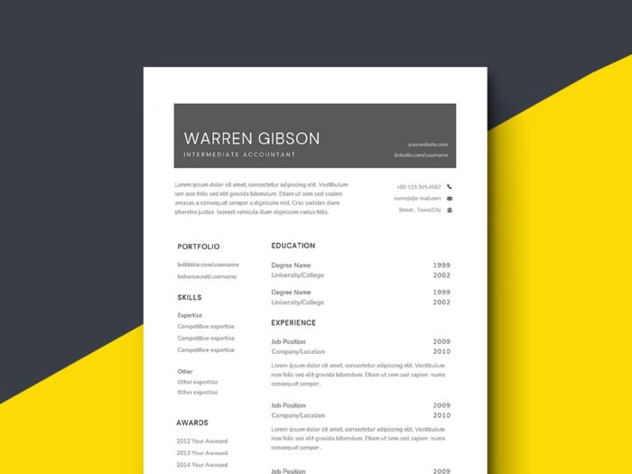 Free Elegant Double Grid Resume Template with Minimal Design