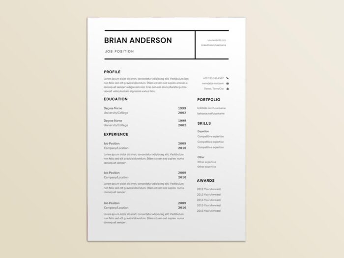 Free Simple Indesign Resume Template for Any Job Opportunity