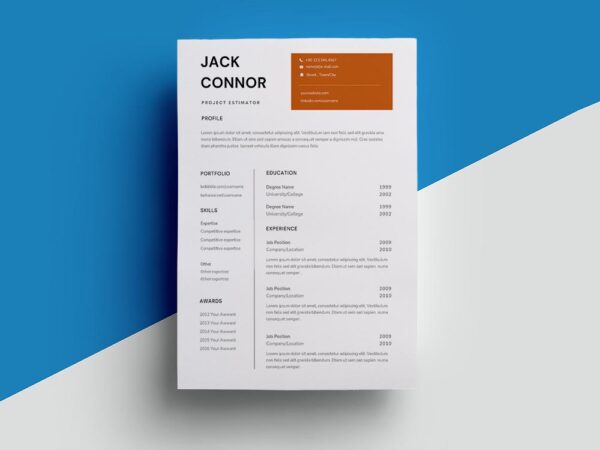 Free Swiss Style Resume Template in PSD File Format