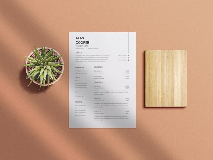 Free Simple Resume Template with Business Card
