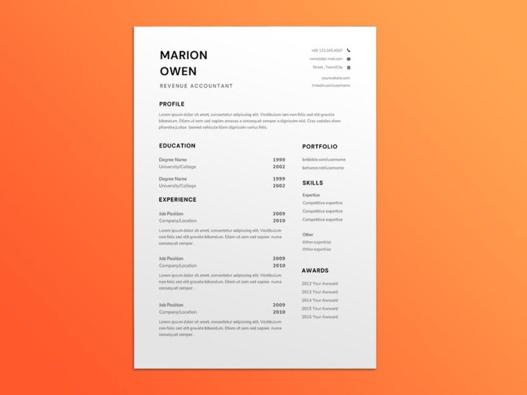 David Resume - Free Clean and Minimal PSD Resume Template