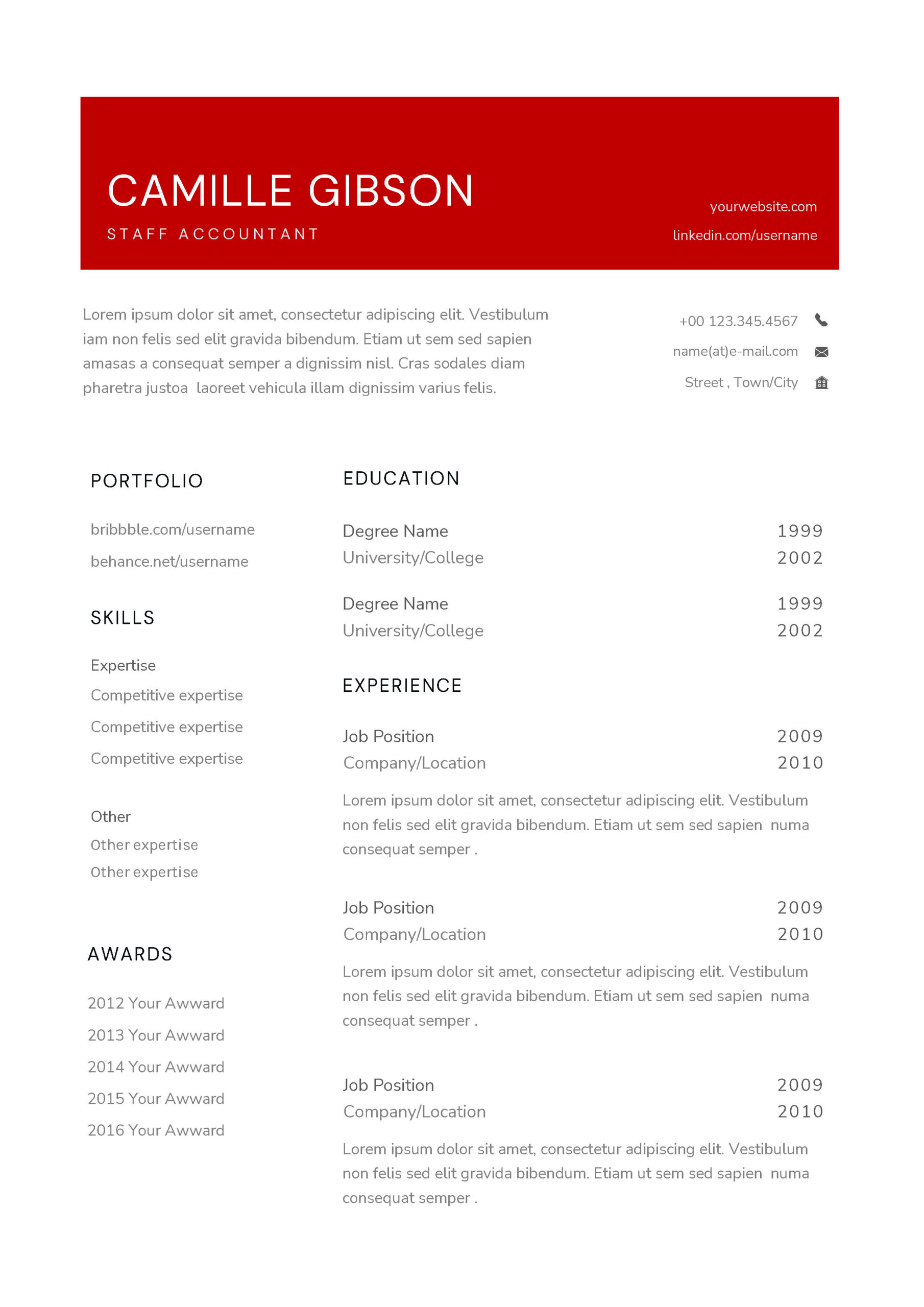 Free Staff Accountant Resume Template with Example