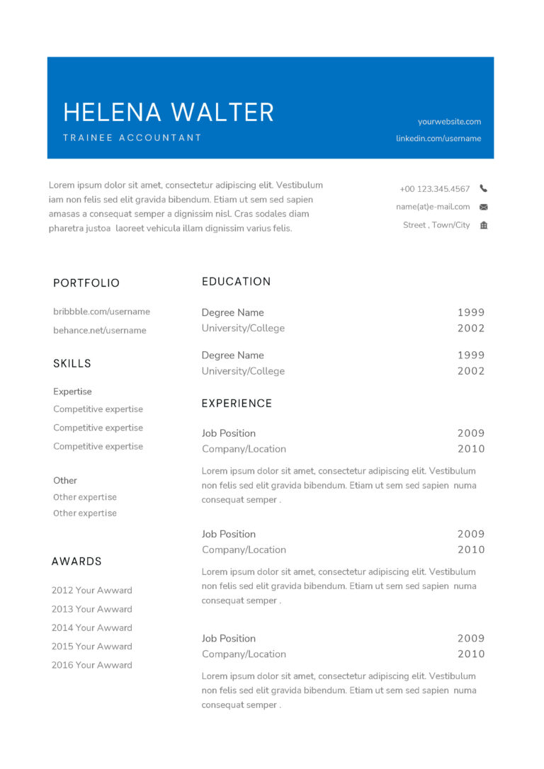Free Trainee Accountant Resume Template with Example