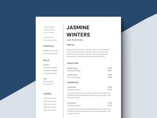 Free Clean Universal Resume Template with Cover Letter