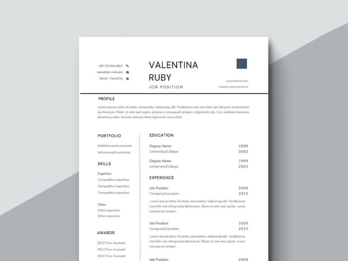 Free Minimal Resume Template for Sketch with Elegant Design