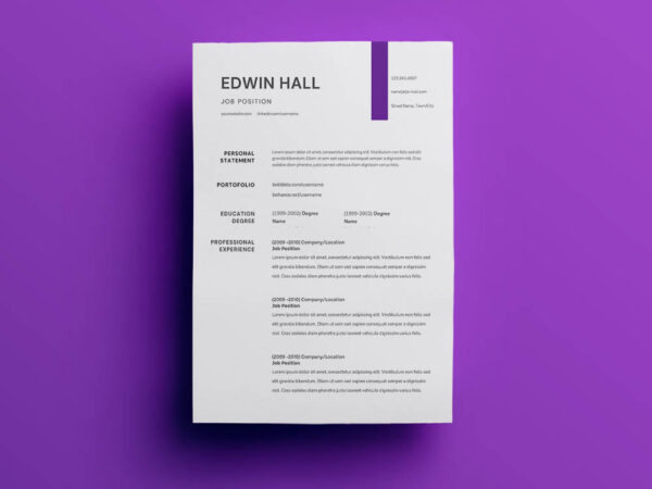 Free Corel Draw Resume Template in CDR File format