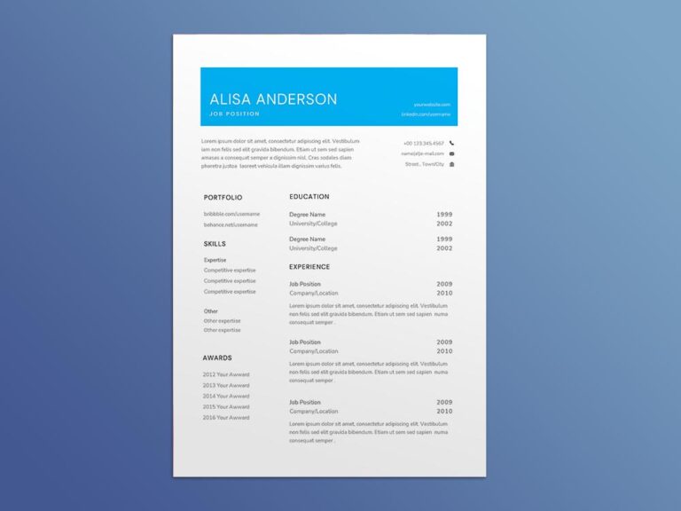 Free Editable Indesign Resume Template with Minimalistic Look