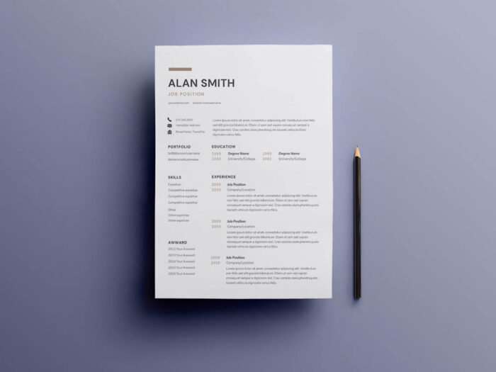 Free Typographic Resume Template with Simple Design