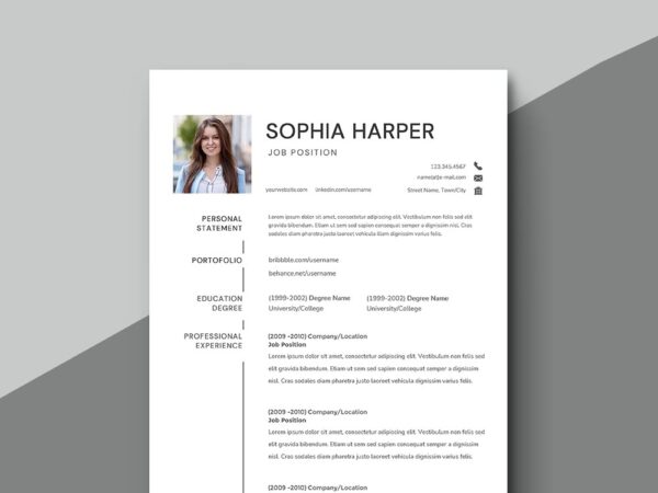 Free Elegant Double Grid Resume Template with Minimal Design