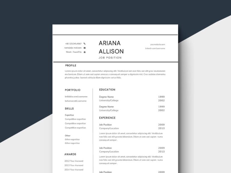 Free ATS Friendly Resume Template for Fresh Graduate