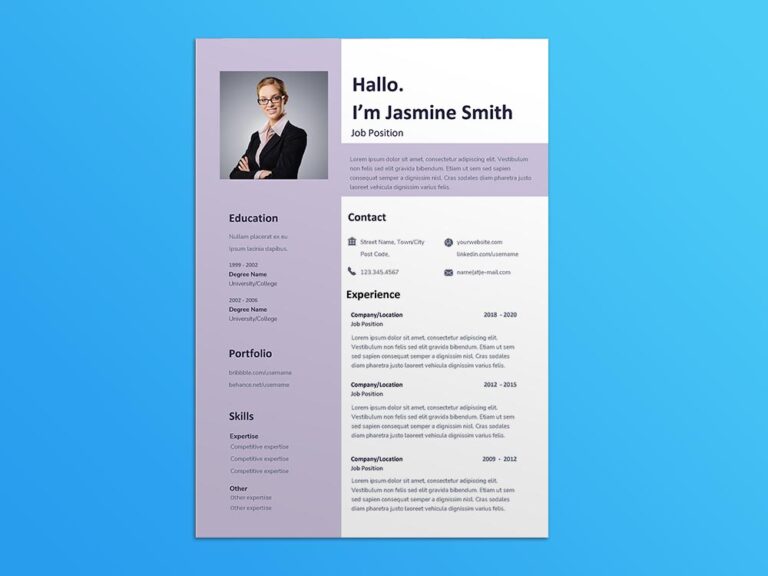 Free Flat Resume Template with Professional Design