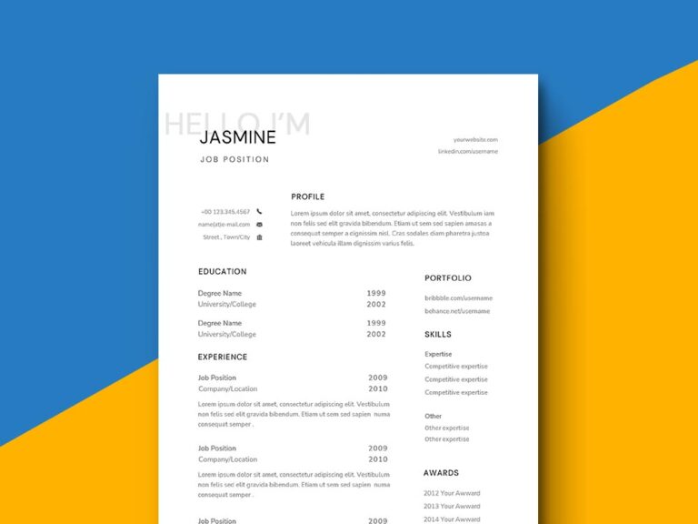 Free Clean Neat Resume Template with Elegant Design