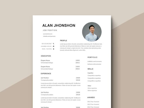 Free Infographic Indesign Resume Template with Cover Letter Page
